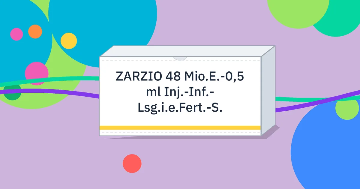 Symbolbild: Packung mit der Aufschrift ZARZIO 48 Mio.E.-0,5 ml Inj.-Inf.-Lsg.i.e.Fert.-S. (PZN 11218860) – Verfügbarkeit und Bezug in Apotheken in Frankfurt am Main