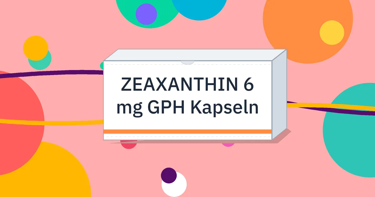 Symbolbild: Packung mit der Aufschrift ZEAXANTHIN 6 mg GPH Kapseln (PZN 04699445) – Verfügbarkeit und Bezug in Apotheken in Frankfurt am Main