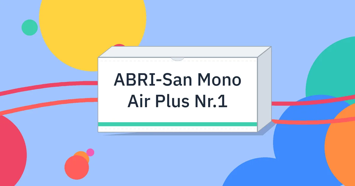 Symbolbild: Packung mit der Aufschrift ABRI-San Mono Air Plus Nr.1 (PZN 02806049) – Verfügbarkeit und Bezug in Apotheken in Frankfurt am Main