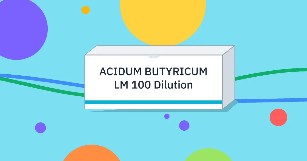 Symbolbild: Packung mit der Aufschrift ACIDUM BUTYRICUM LM 100 Dilution (PZN 13271255) – Verfügbarkeit und Bezug in Apotheken in Frankfurt am Main