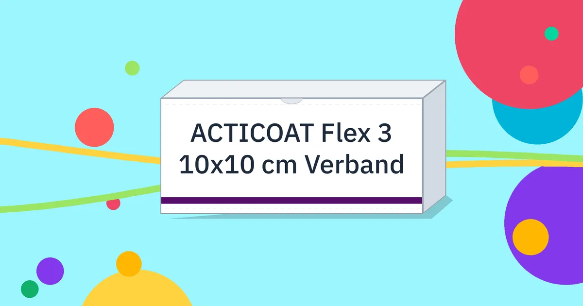 Symbolbild: Packung mit der Aufschrift ACTICOAT Flex 3 10x10 cm Verband (PZN 17433281) – Verfügbarkeit und Bezug in Apotheken in Frankfurt am Main