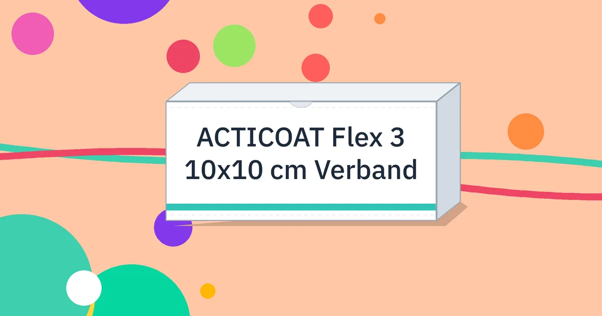 Symbolbild: Packung mit der Aufschrift ACTICOAT Flex 3 10x10 cm Verband (PZN 17830585) – Verfügbarkeit und Bezug in Apotheken in Frankfurt am Main