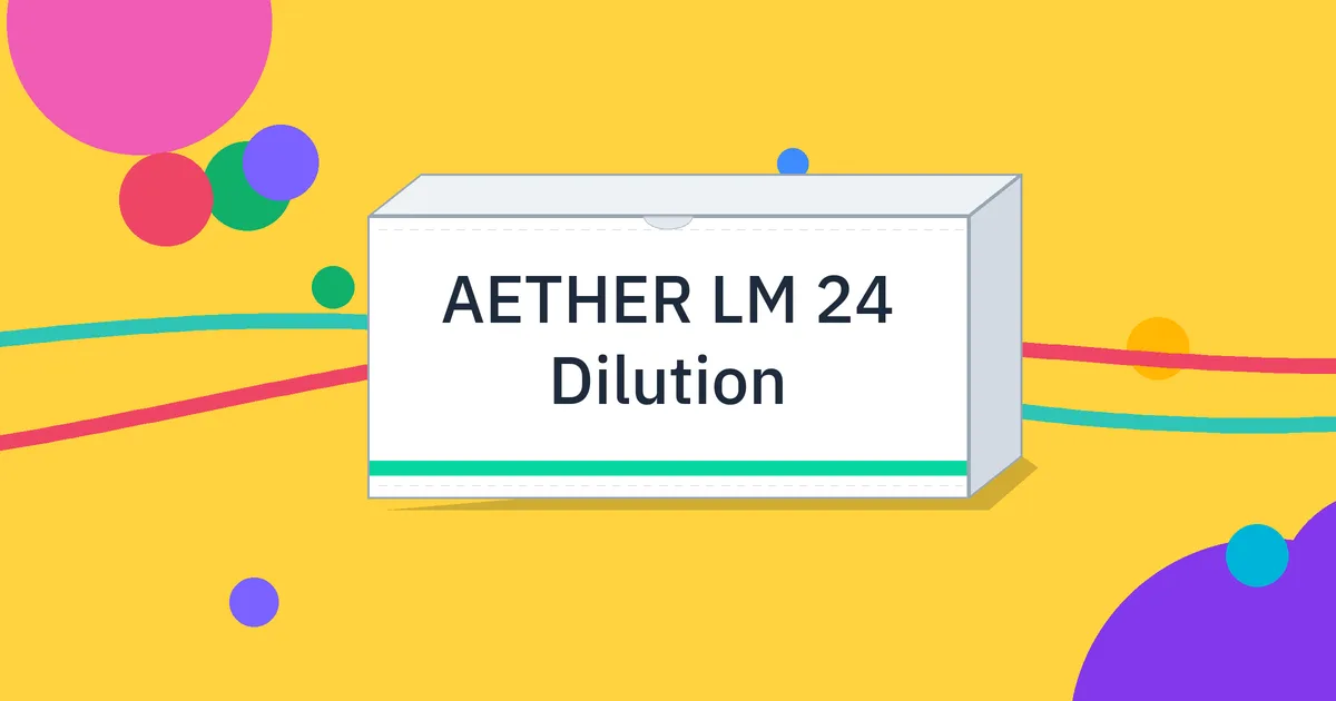 Symbolbild: Packung mit der Aufschrift AETHER LM 24 Dilution (PZN 13300413) – Verfügbarkeit und Bezug in Apotheken in Frankfurt am Main