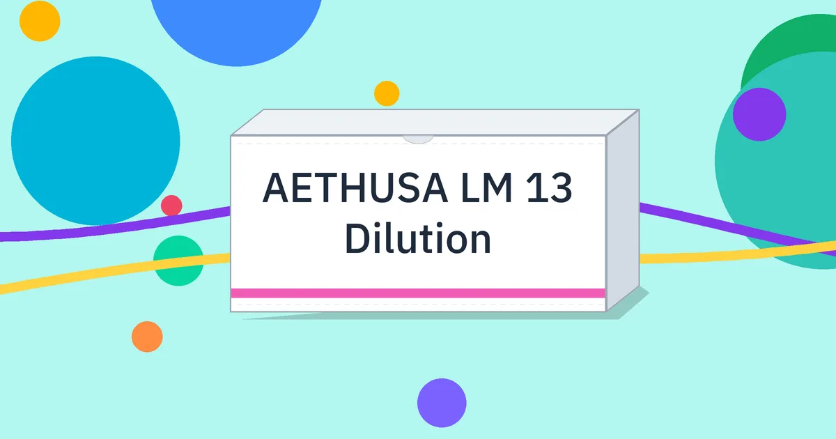 Symbolbild: Packung mit der Aufschrift AETHUSA LM 13 Dilution (PZN 12755838) – Verfügbarkeit und Bezug in Apotheken in Frankfurt am Main