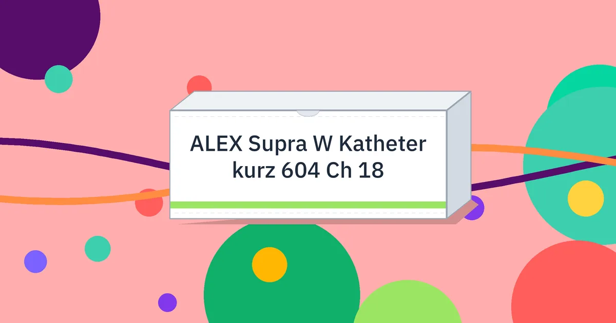 Symbolbild: Packung mit der Aufschrift ALEX Supra W Katheter kurz 604 Ch 18 (PZN 02494638) – Verfügbarkeit und Bezug in Apotheken in Frankfurt am Main