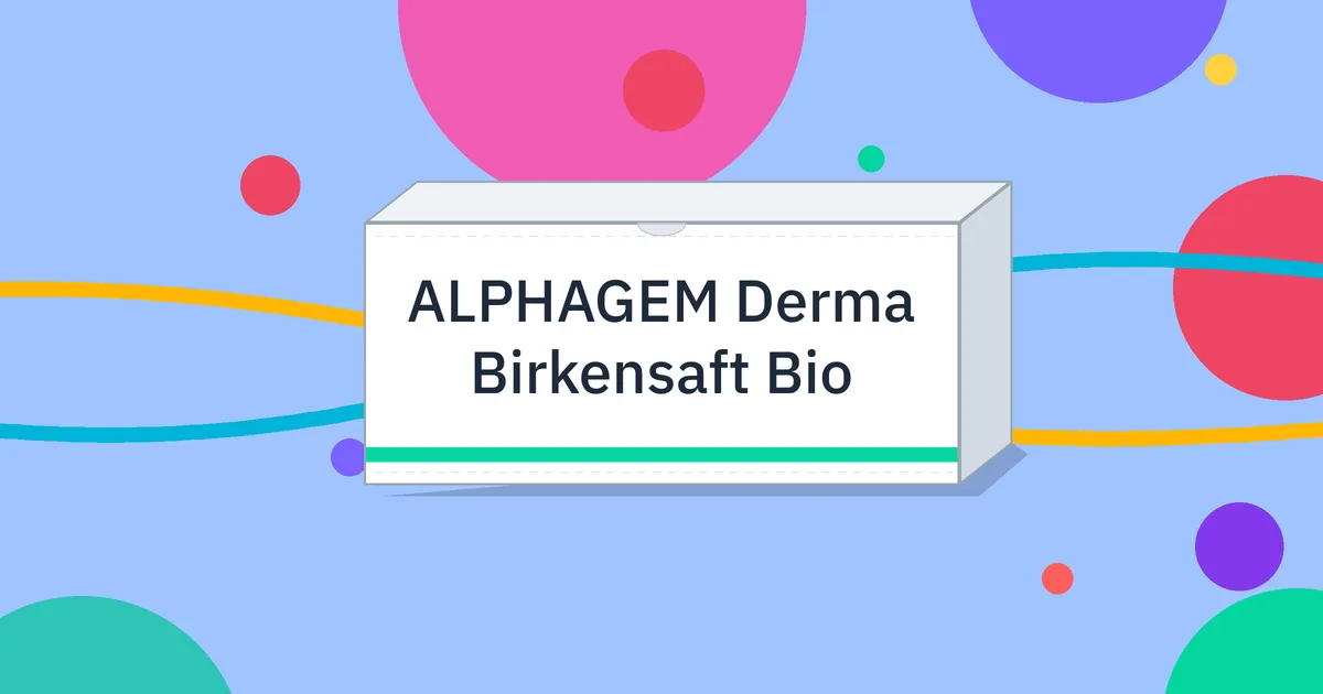 Symbolbild: Packung mit der Aufschrift ALPHAGEM Derma Birkensaft Bio (PZN 20298384) – Verfügbarkeit und Bezug in Apotheken in Frankfurt am Main