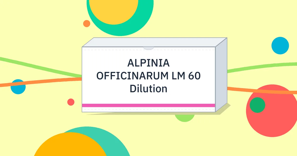 Symbolbild: Packung mit der Aufschrift ALPINIA OFFICINARUM LM 60 Dilution (PZN 13314119) – Verfügbarkeit und Bezug in Apotheken in Frankfurt am Main