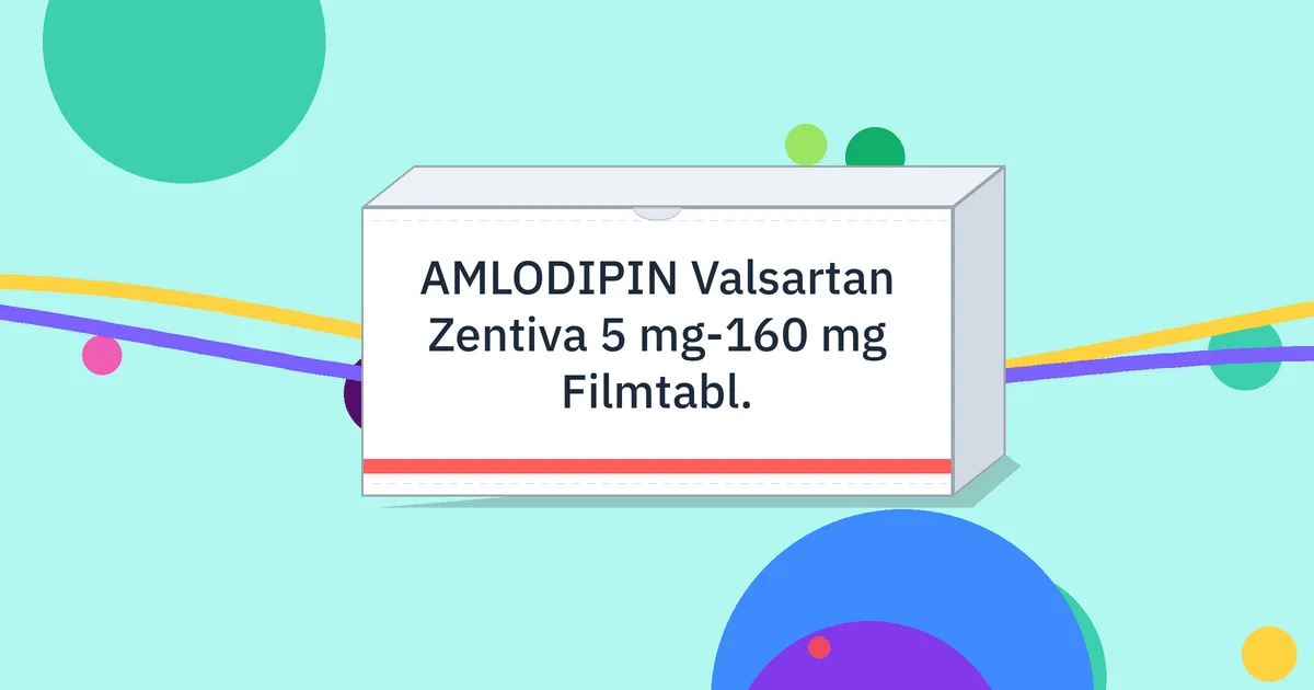 Symbolbild: Packung mit der Aufschrift AMLODIPIN Valsartan Zentiva 5 mg-160 mg Filmtabl. (PZN 13834942) – Verfügbarkeit und Bezug in Apotheken in Frankfurt am Main