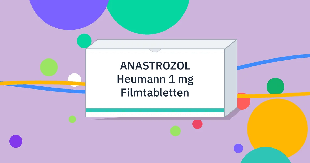 Symbolbild: Packung mit der Aufschrift ANASTROZOL Heumann 1 mg Filmtabletten (PZN 09687352) – Verfügbarkeit und Bezug in Apotheken in Frankfurt am Main