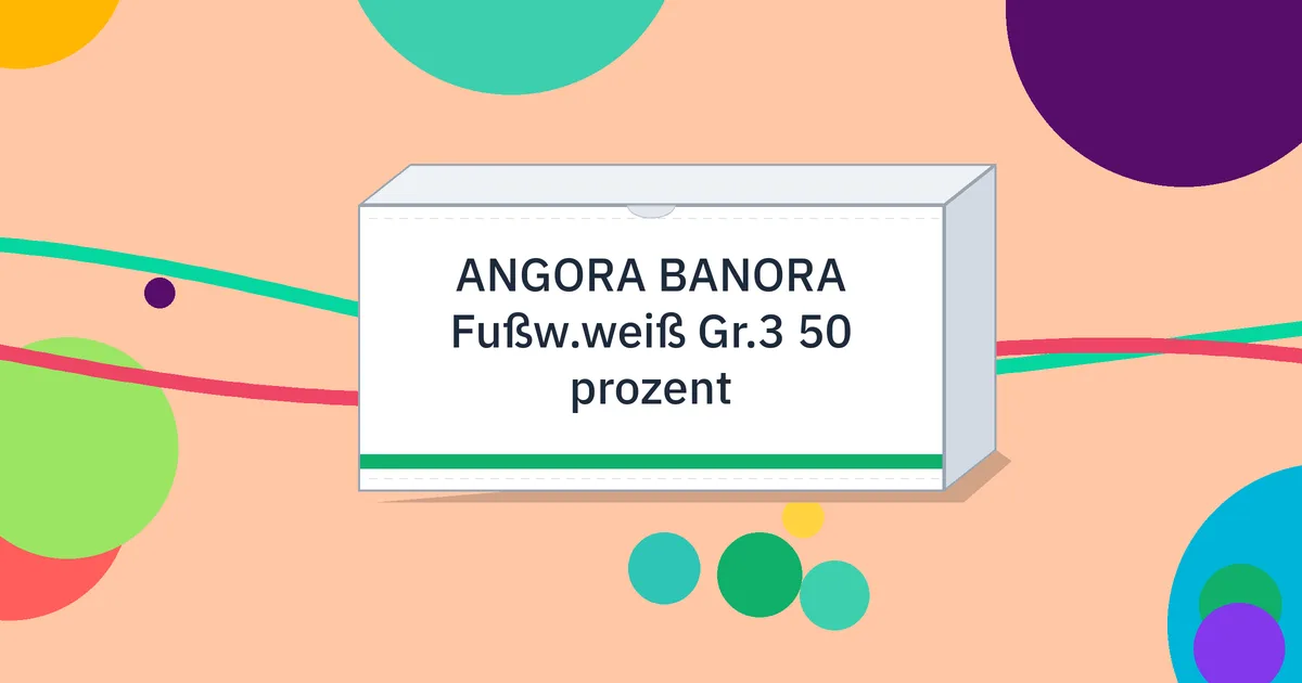 Symbolbild: Packung mit der Aufschrift ANGORA BANORA Fußw.weiß Gr.3 50 prozent (PZN 03823340) – Verfügbarkeit und Bezug in Apotheken in Frankfurt am Main