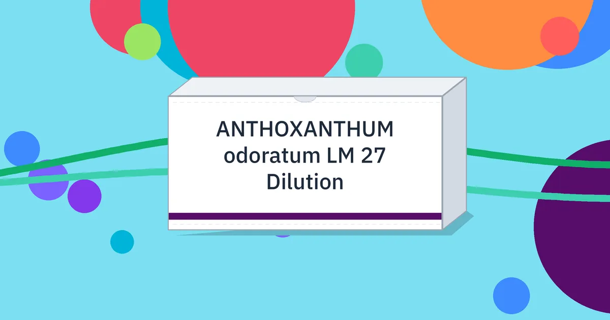 Symbolbild: Packung mit der Aufschrift ANTHOXANTHUM odoratum LM 27 Dilution (PZN 13370017) – Verfügbarkeit und Bezug in Apotheken in Frankfurt am Main