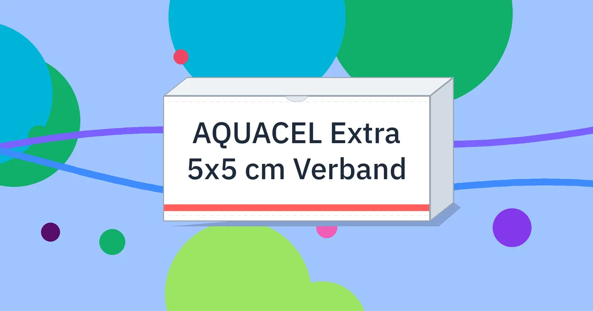 Symbolbild: Packung mit der Aufschrift AQUACEL Extra 5x5 cm Verband (PZN 11597024) – Verfügbarkeit und Bezug in Apotheken in Frankfurt am Main