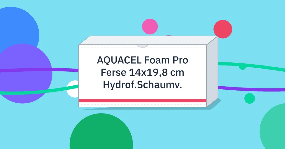 Symbolbild: Packung mit der Aufschrift AQUACEL Foam Pro Ferse 14x19,8 cm Hydrof.Schaumv. (PZN 19348007) – Verfügbarkeit und Bezug in Apotheken in Frankfurt am Main