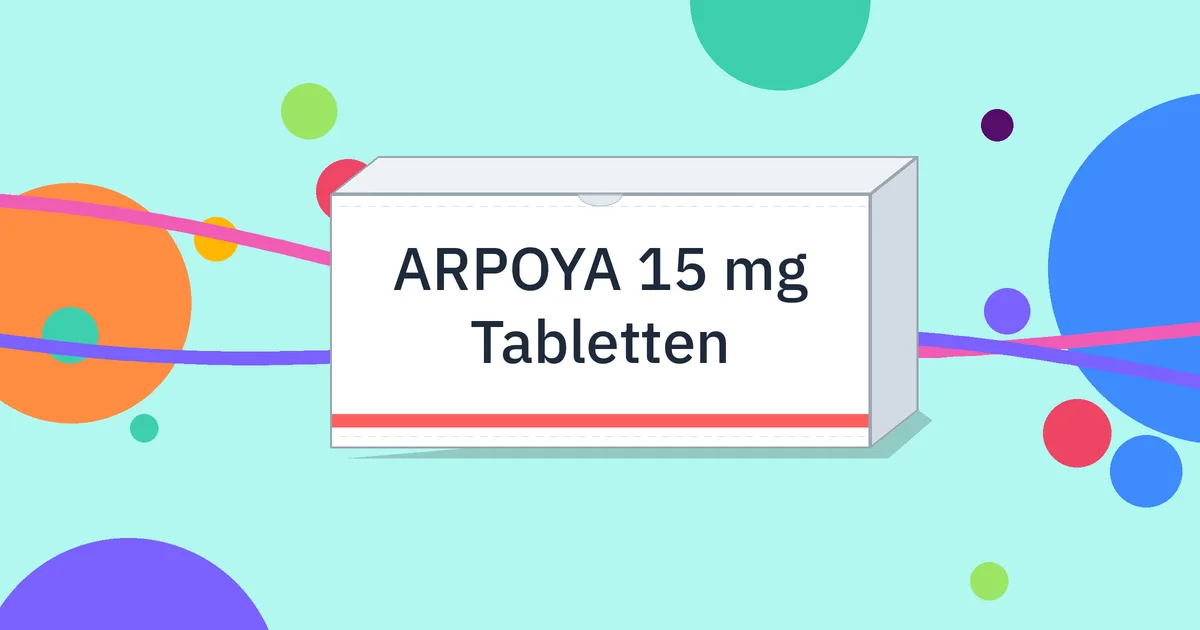 Symbolbild: Packung mit der Aufschrift ARPOYA 15 mg Tabletten (PZN 19118394) – Verfügbarkeit und Bezug in Apotheken in Frankfurt am Main