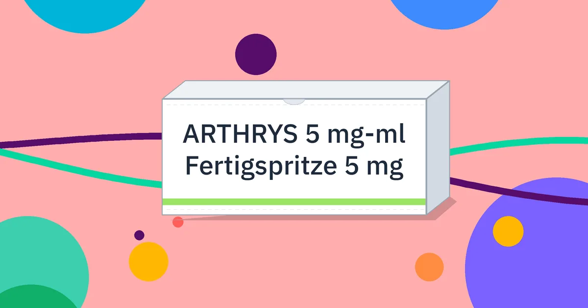 Symbolbild: Packung mit der Aufschrift ARTHRYS 5 mg-ml Fertigspritze 5 mg (PZN 19366962) – Verfügbarkeit und Bezug in Apotheken in Frankfurt am Main