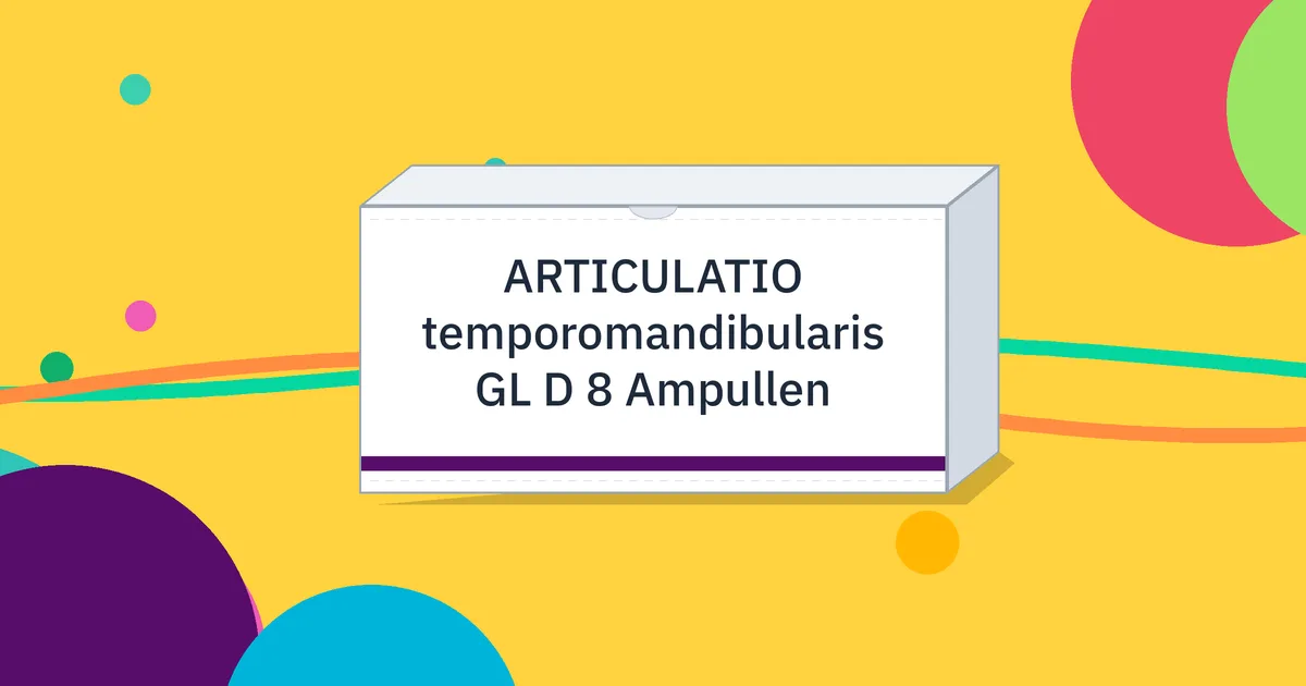 Symbolbild: Packung mit der Aufschrift ARTICULATIO temporomandibularis GL D 8 Ampullen (PZN 02908175) – Verfügbarkeit und Bezug in Apotheken in Frankfurt am Main