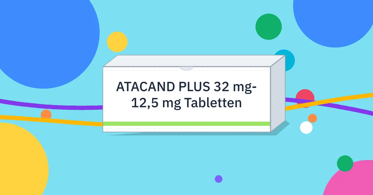 Symbolbild: Packung mit der Aufschrift ATACAND PLUS 32 mg-12,5 mg Tabletten (PZN 07548184) – Verfügbarkeit und Bezug in Apotheken in Frankfurt am Main