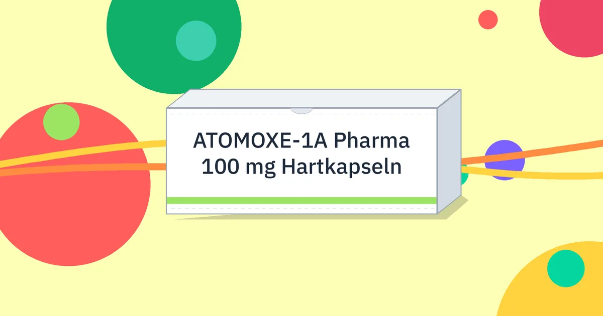 Symbolbild: Packung mit der Aufschrift ATOMOXE-1A Pharma 100 mg Hartkapseln (PZN 14352518) – Verfügbarkeit und Bezug in Apotheken in Frankfurt am Main