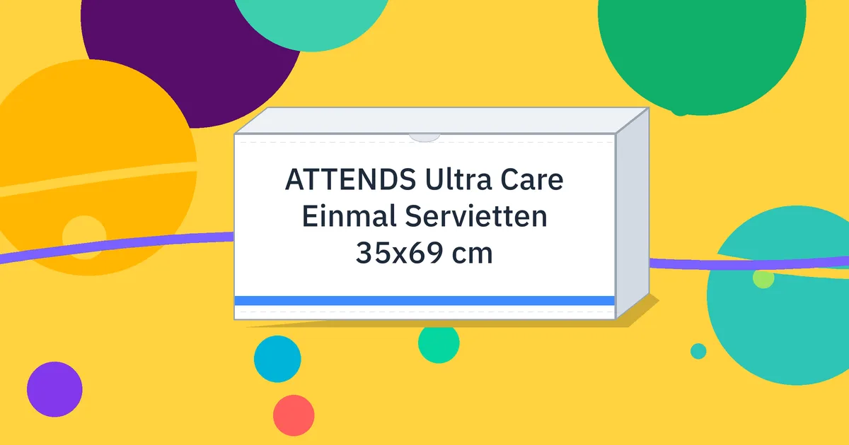 Symbolbild: Packung mit der Aufschrift ATTENDS Ultra Care Einmal Servietten 35x69 cm (PZN 06153928) – Verfügbarkeit und Bezug in Apotheken in Frankfurt am Main