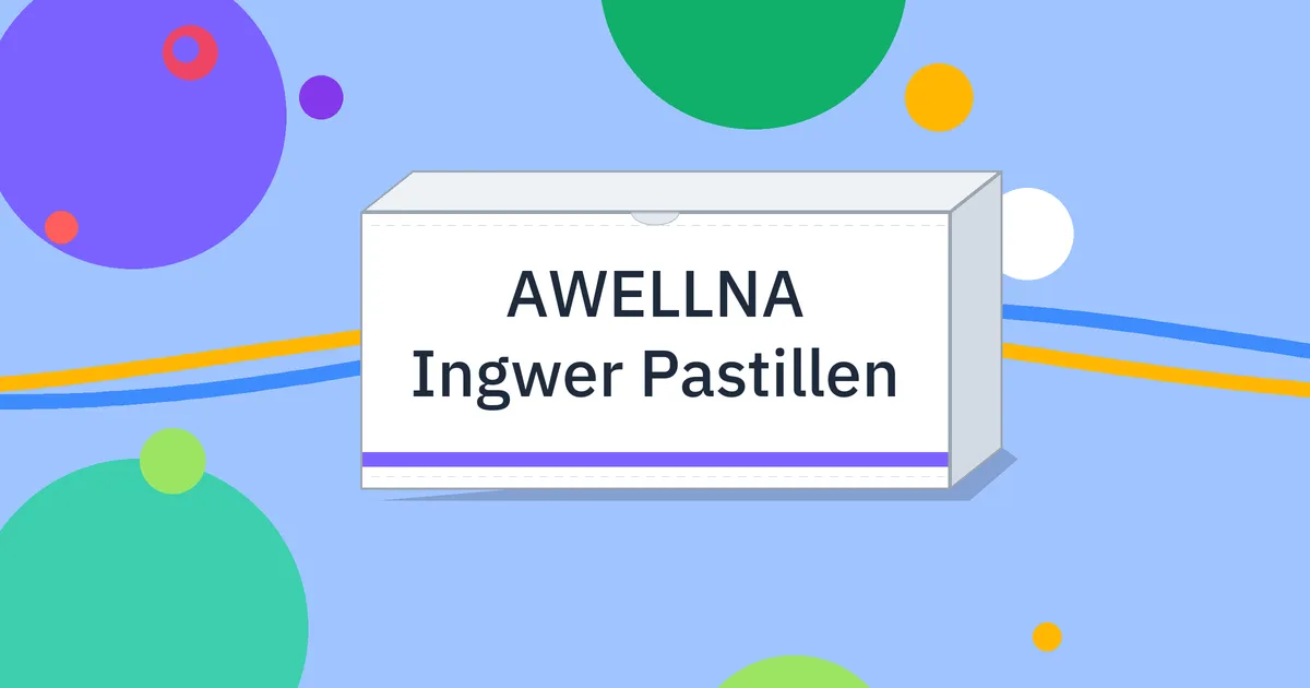 Symbolbild: Packung mit der Aufschrift AWELLNA Ingwer Pastillen (PZN 15878553) – Verfügbarkeit und Bezug in Apotheken in Frankfurt am Main