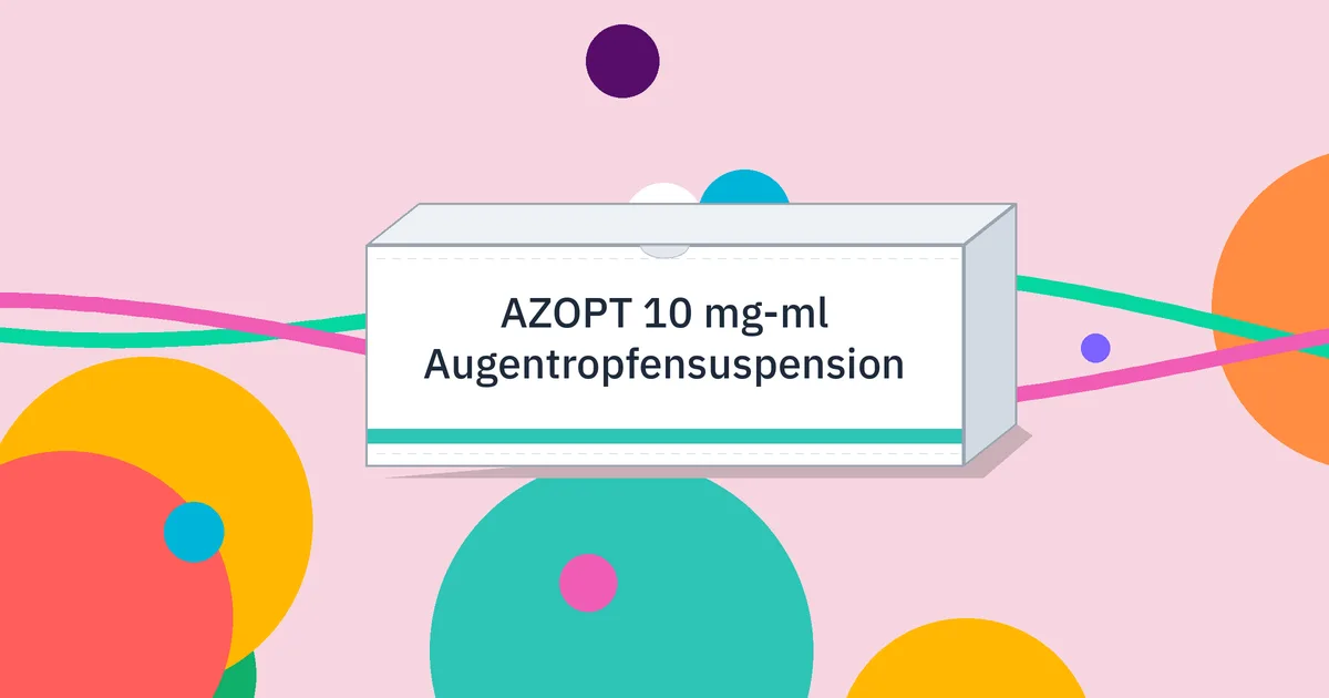 Symbolbild: Packung mit der Aufschrift AZOPT 10 mg-ml Augentropfensuspension (PZN 02477396) – Verfügbarkeit und Bezug in Apotheken in Frankfurt am Main