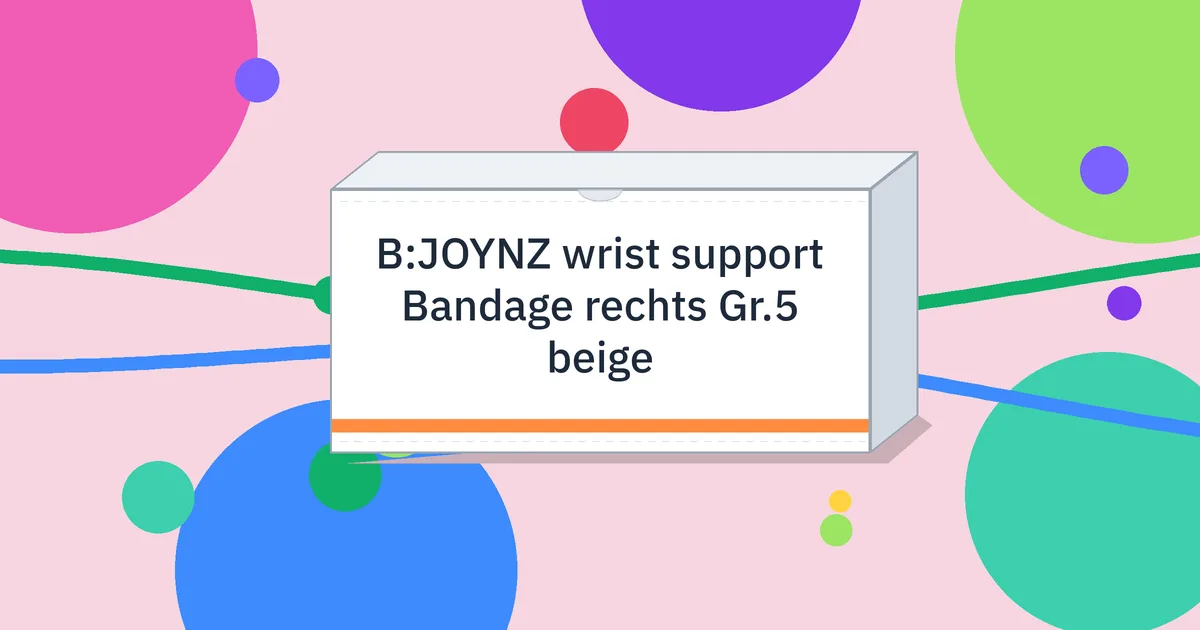 Symbolbild: Packung mit der Aufschrift B:JOYNZ wrist support Bandage rechts Gr.5 beige (PZN 20522686) – Verfügbarkeit und Bezug in Apotheken in Frankfurt am Main