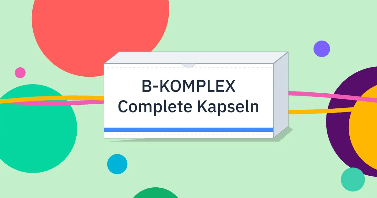 Symbolbild: Packung mit der Aufschrift B-KOMPLEX Complete Kapseln (PZN 16517320) – Verfügbarkeit und Bezug in Apotheken in Frankfurt am Main