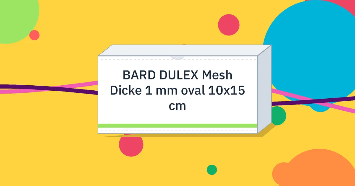 Symbolbild: Packung mit der Aufschrift BARD DULEX Mesh Dicke 1 mm oval 10x15 cm (PZN 03750629) – Verfügbarkeit und Bezug in Apotheken in Frankfurt am Main