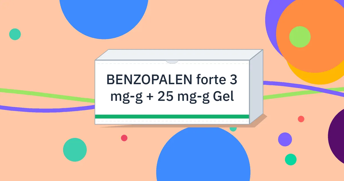 Symbolbild: Packung mit der Aufschrift BENZOPALEN forte 3 mg-g + 25 mg-g Gel (PZN 20949930) – Verfügbarkeit und Bezug in Apotheken in Frankfurt am Main
