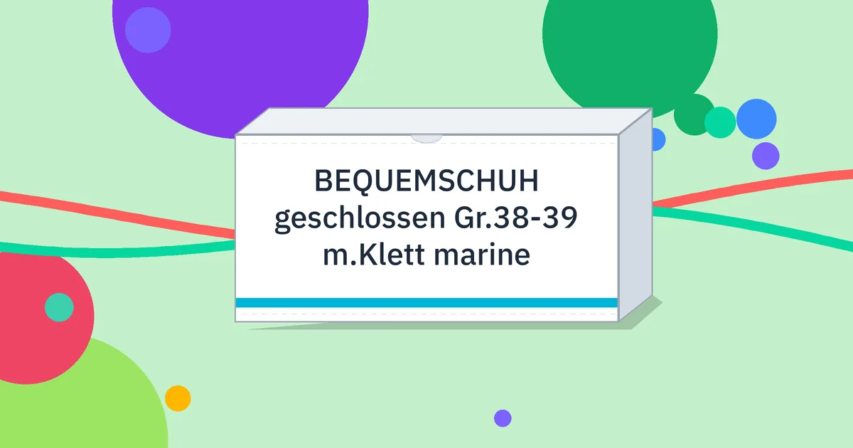 Symbolbild: Packung mit der Aufschrift BEQUEMSCHUH geschlossen Gr.38-39 m.Klett marine (PZN 16170419) – Verfügbarkeit und Bezug in Apotheken in Frankfurt am Main