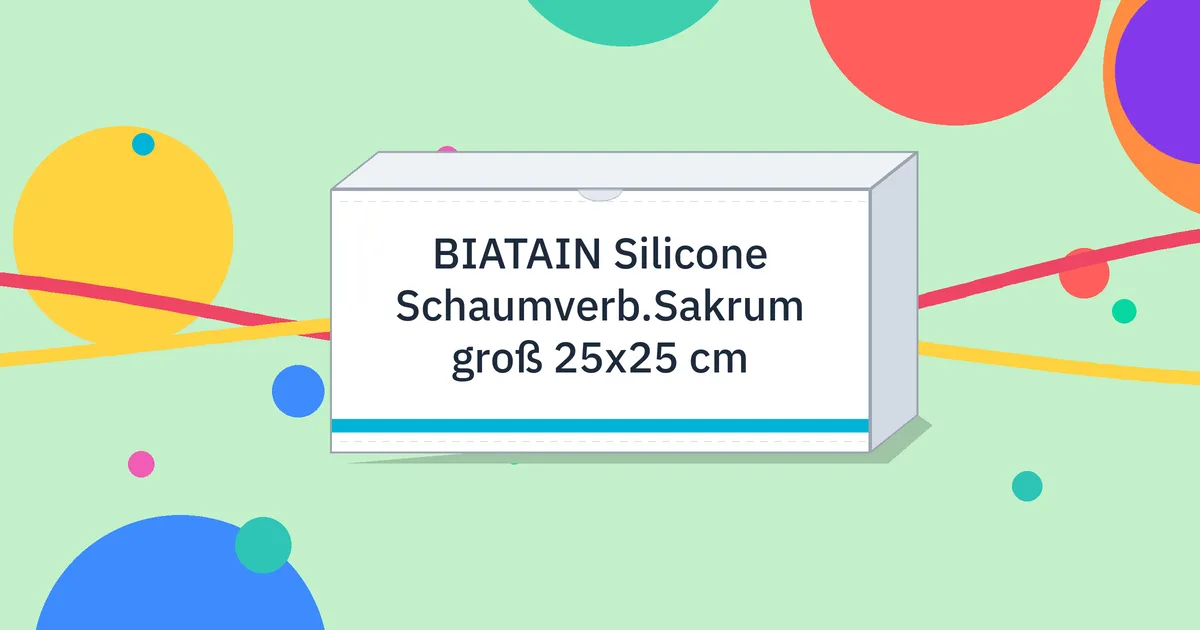 Symbolbild: Packung mit der Aufschrift BIATAIN Silicone Schaumverb.Sakrum groß 25x25 cm (PZN 20344629) – Verfügbarkeit und Bezug in Apotheken in Frankfurt am Main
