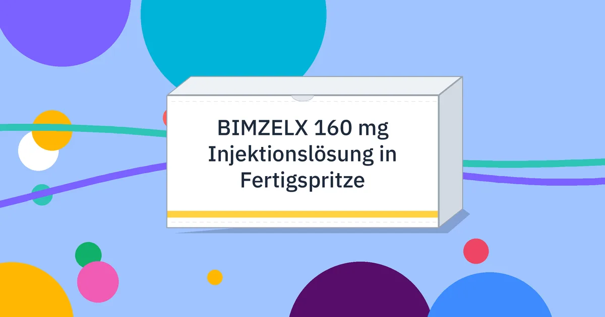 Symbolbild: Packung mit der Aufschrift BIMZELX 160 mg Injektionslösung in Fertigspritze (PZN 20202013) – Verfügbarkeit und Bezug in Apotheken in Frankfurt am Main