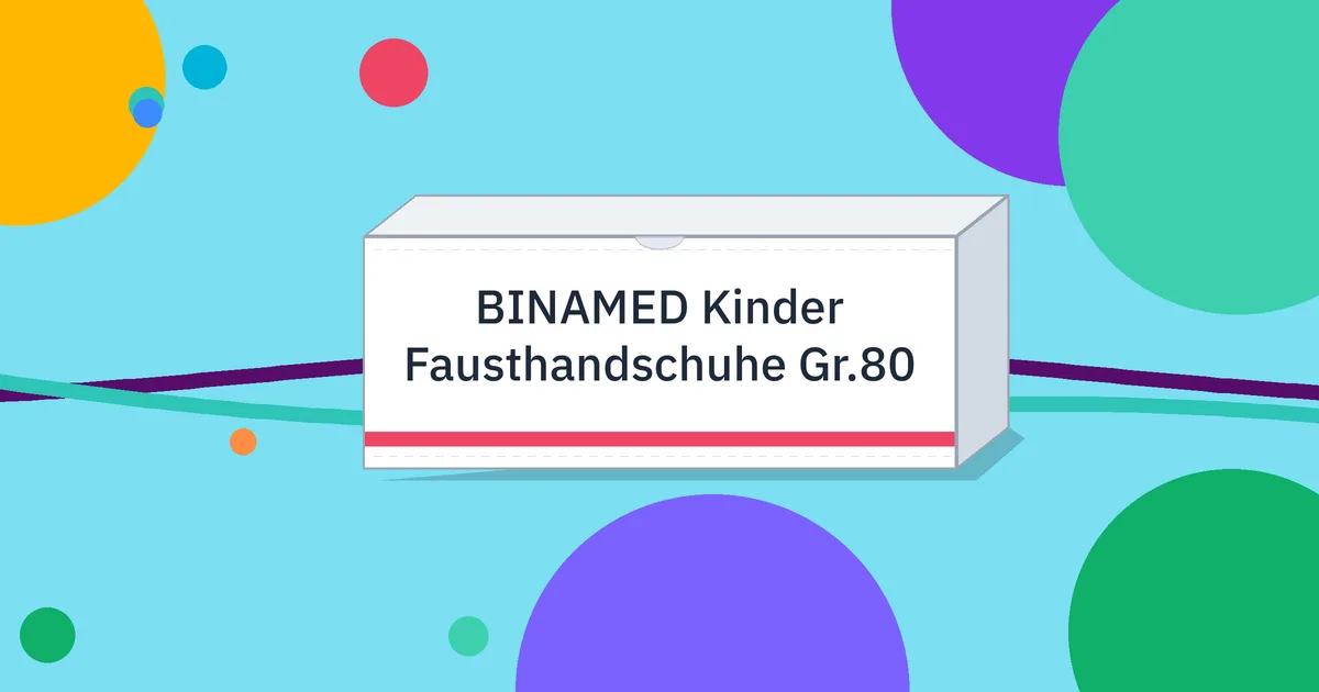 Symbolbild: Packung mit der Aufschrift BINAMED Kinder Fausthandschuhe Gr.80 (PZN 03262870) – Verfügbarkeit und Bezug in Apotheken in Frankfurt am Main