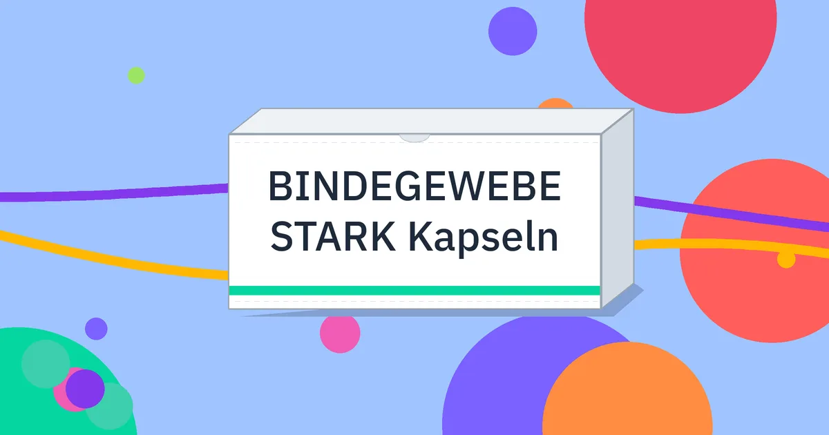 Symbolbild: Packung mit der Aufschrift BINDEGEWEBE STARK Kapseln (PZN 11055702) – Verfügbarkeit und Bezug in Apotheken in Frankfurt am Main
