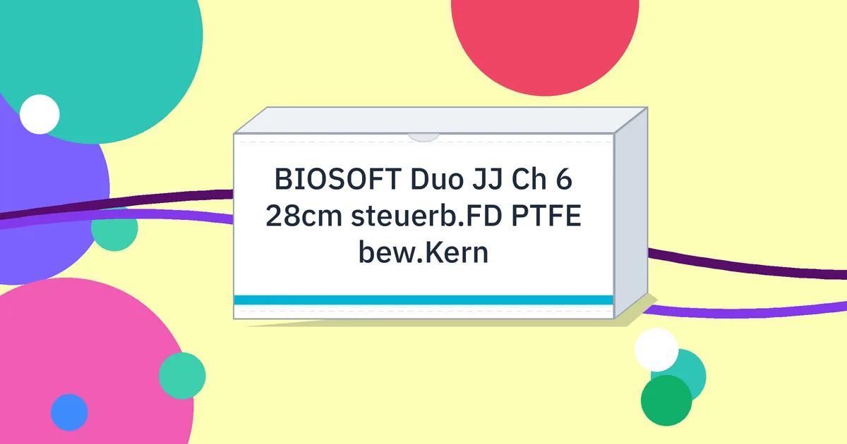 Symbolbild: Packung mit der Aufschrift BIOSOFT Duo JJ Ch 6 28cm steuerb.FD PTFE bew.Kern (PZN 17998712) – Verfügbarkeit und Bezug in Apotheken in Frankfurt am Main