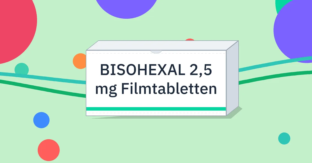 Symbolbild: Packung mit der Aufschrift BISOHEXAL 2,5 mg Filmtabletten (PZN 04152557) – Verfügbarkeit und Bezug in Apotheken in Frankfurt am Main