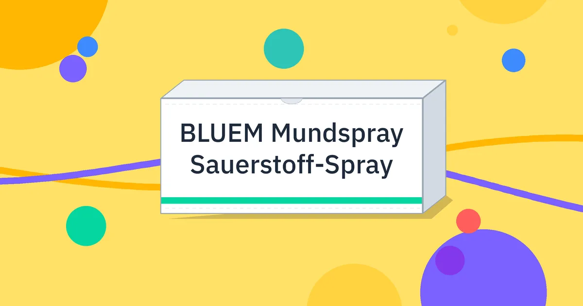 Symbolbild: Packung mit der Aufschrift BLUEM Mundspray Sauerstoff-Spray (PZN 12486002) – Verfügbarkeit und Bezug in Apotheken in Frankfurt am Main