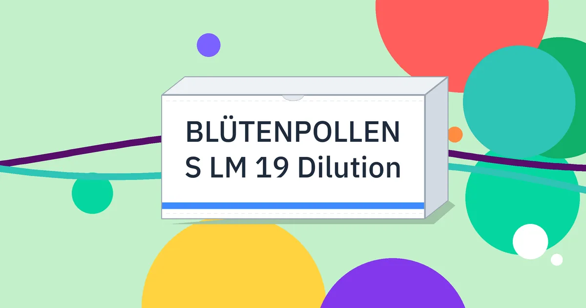 Symbolbild: Packung mit der Aufschrift BLÜTENPOLLEN S LM 19 Dilution (PZN 12795298) – Verfügbarkeit und Bezug in Apotheken in Frankfurt am Main