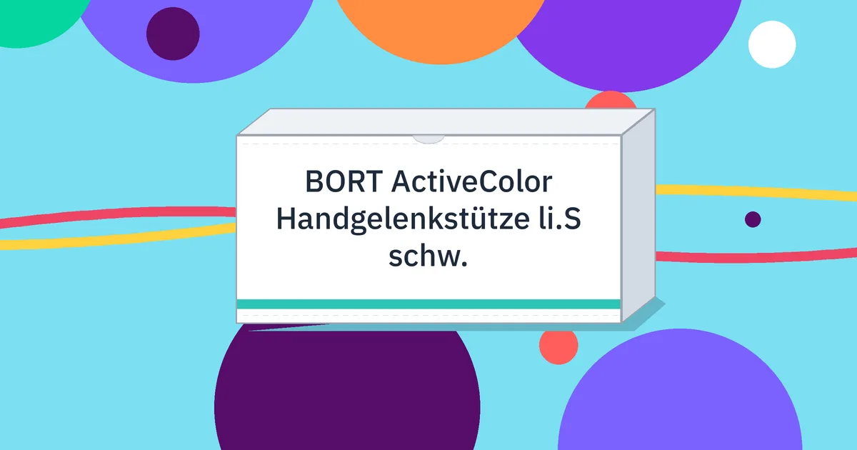 Symbolbild: Packung mit der Aufschrift BORT ActiveColor Handgelenkstütze li.S schw. (PZN 13423854) – Verfügbarkeit und Bezug in Apotheken in Frankfurt am Main