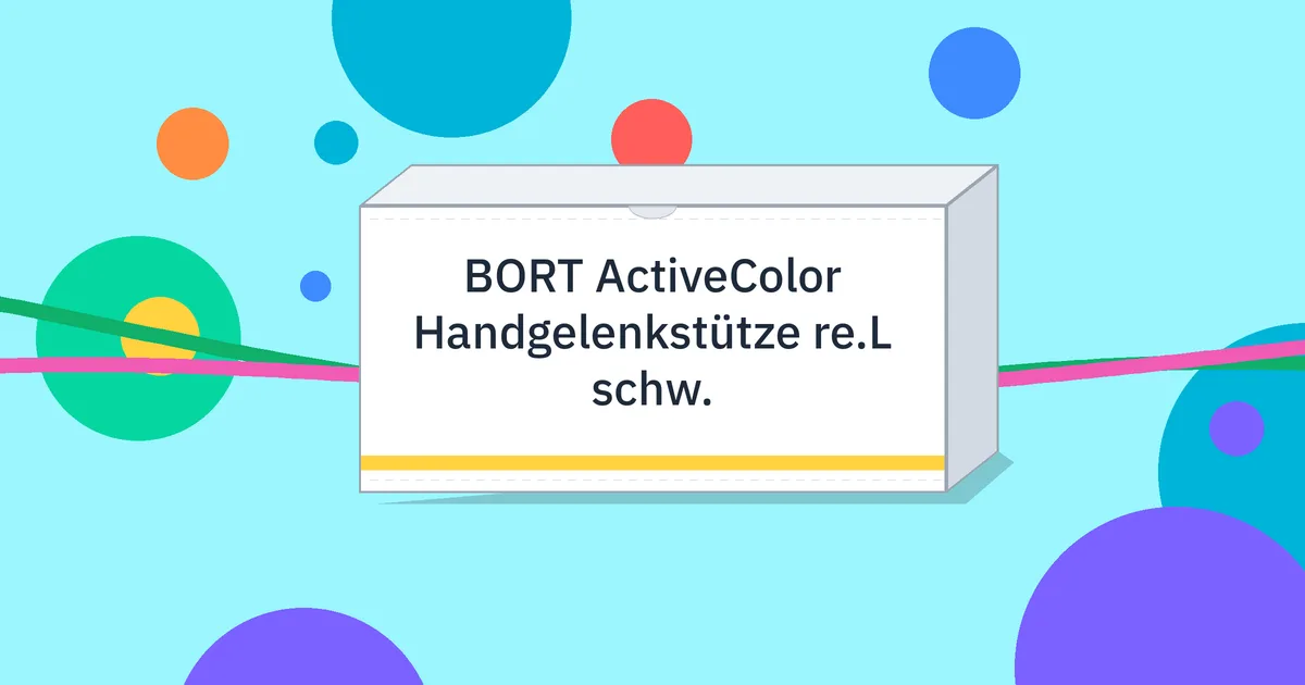 Symbolbild: Packung mit der Aufschrift BORT ActiveColor Handgelenkstütze re.L schw. (PZN 13423831) – Verfügbarkeit und Bezug in Apotheken in Frankfurt am Main