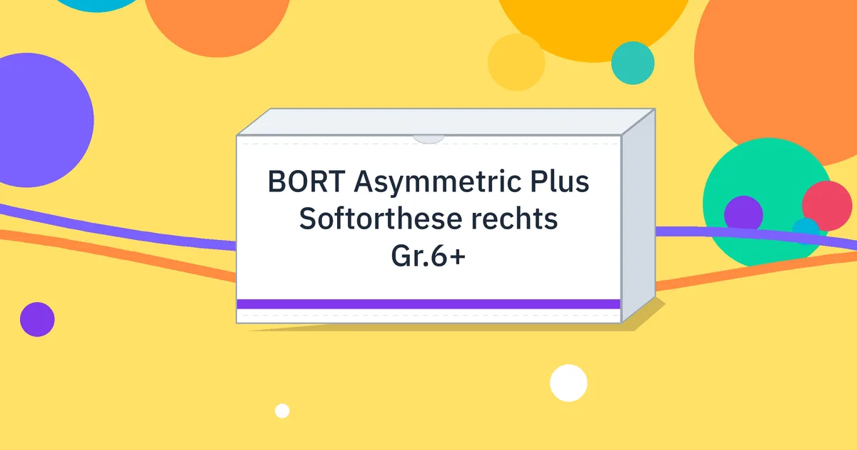 Symbolbild: Packung mit der Aufschrift BORT Asymmetric Plus Softorthese rechts Gr.6+ (PZN 16843315) – Verfügbarkeit und Bezug in Apotheken in Frankfurt am Main