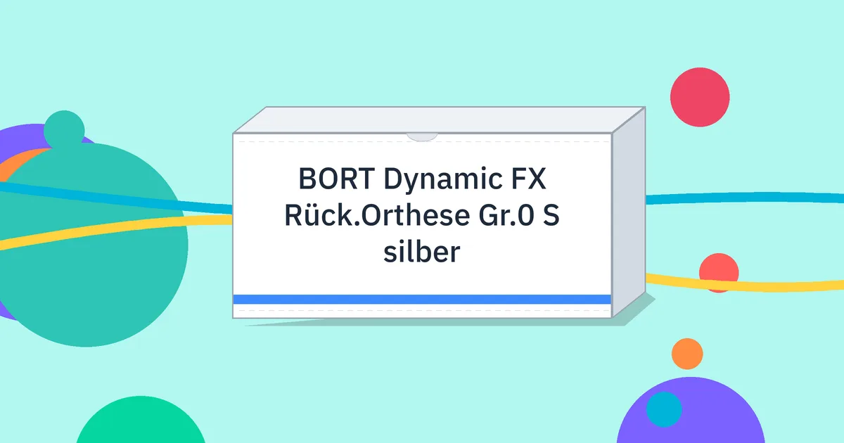 Symbolbild: Packung mit der Aufschrift BORT Dynamic FX Rück.Orthese Gr.0 S silber (PZN 07669143) – Verfügbarkeit und Bezug in Apotheken in Frankfurt am Main