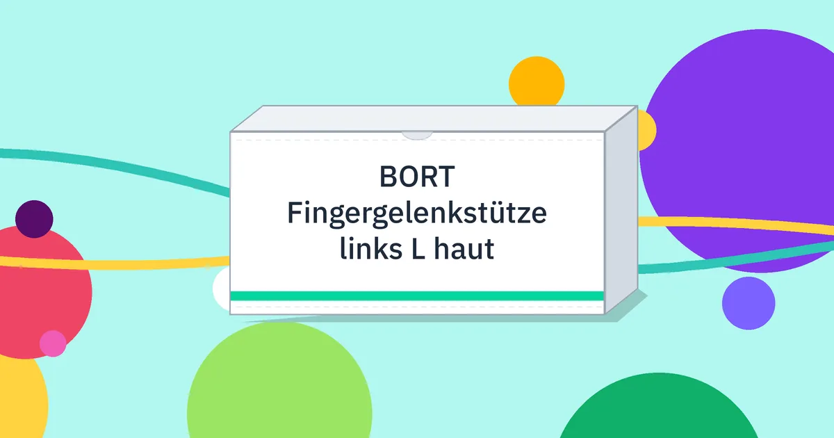 Symbolbild: Packung mit der Aufschrift BORT Fingergelenkstütze links L haut (PZN 03173445) – Verfügbarkeit und Bezug in Apotheken in Frankfurt am Main