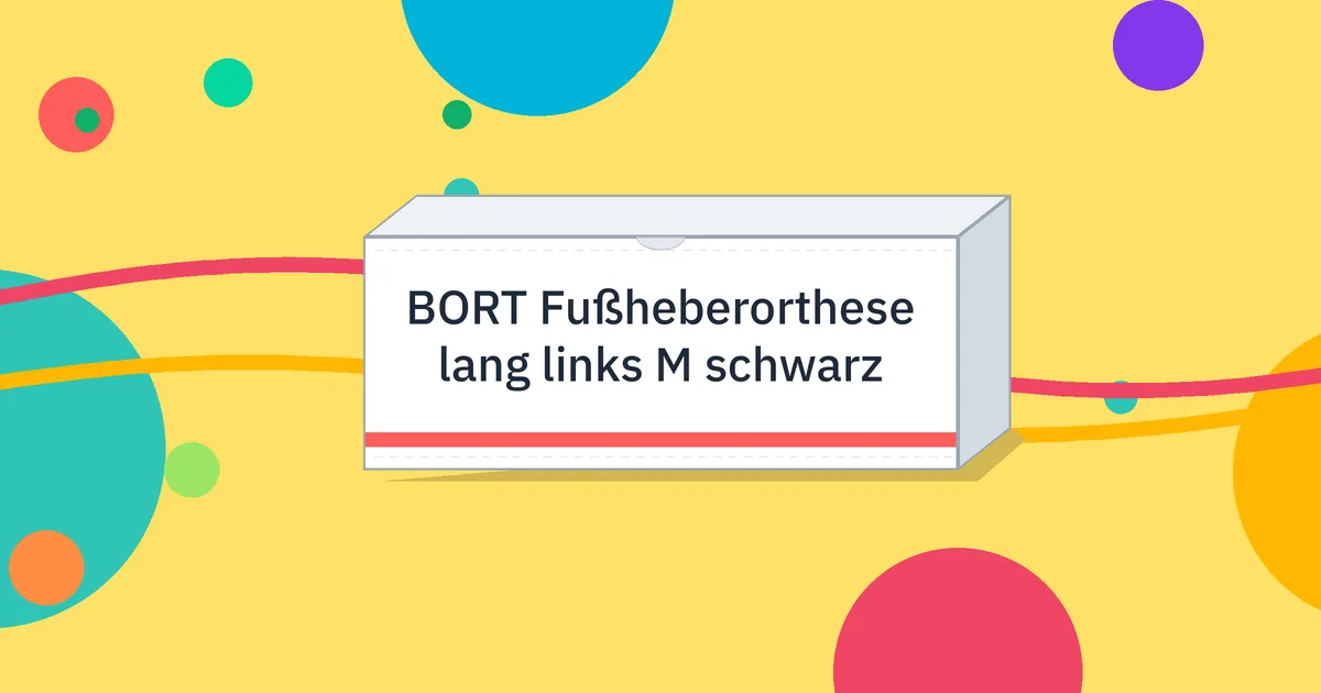 Symbolbild: Packung mit der Aufschrift BORT Fußheberorthese lang links M schwarz (PZN 07668741) – Verfügbarkeit und Bezug in Apotheken in Frankfurt am Main