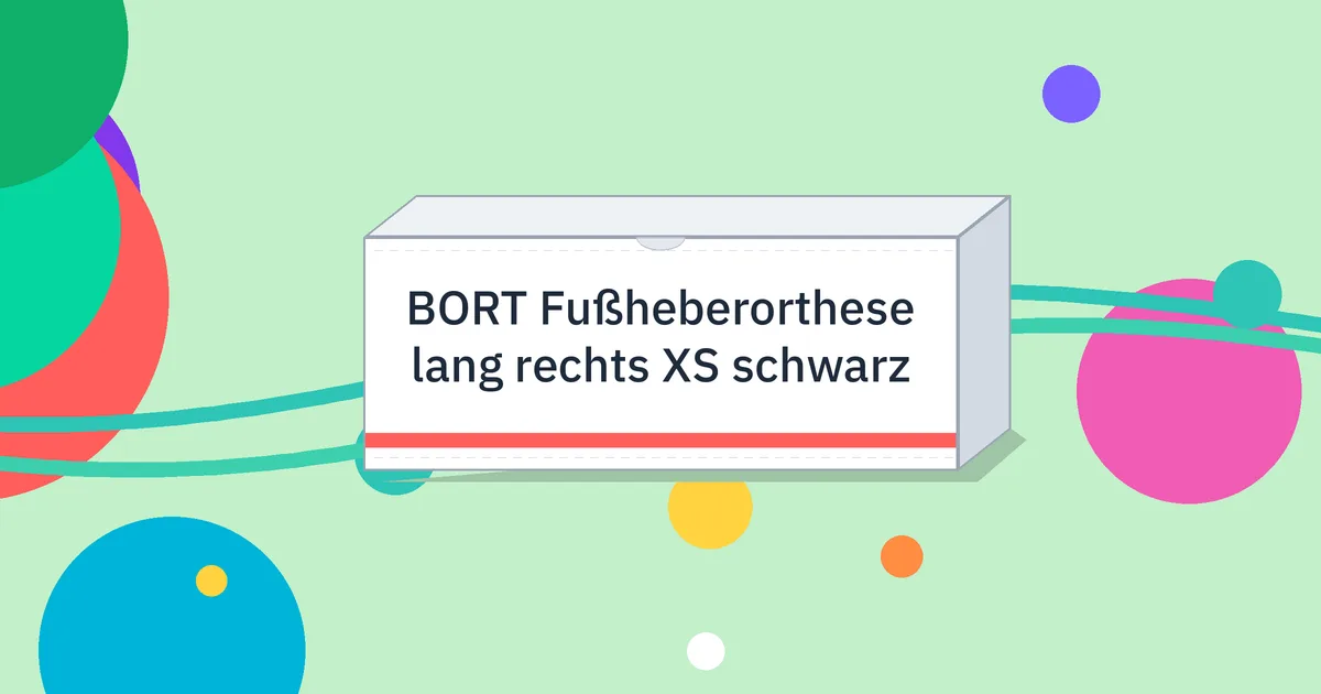 Symbolbild: Packung mit der Aufschrift BORT Fußheberorthese lang rechts XS schwarz (PZN 19110665) – Verfügbarkeit und Bezug in Apotheken in Frankfurt am Main
