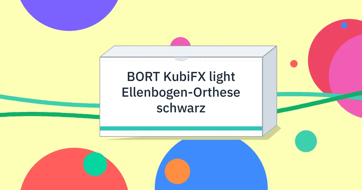 Symbolbild: Packung mit der Aufschrift BORT KubiFX light Ellenbogen-Orthese schwarz (PZN 02758698) – Verfügbarkeit und Bezug in Apotheken in Frankfurt am Main