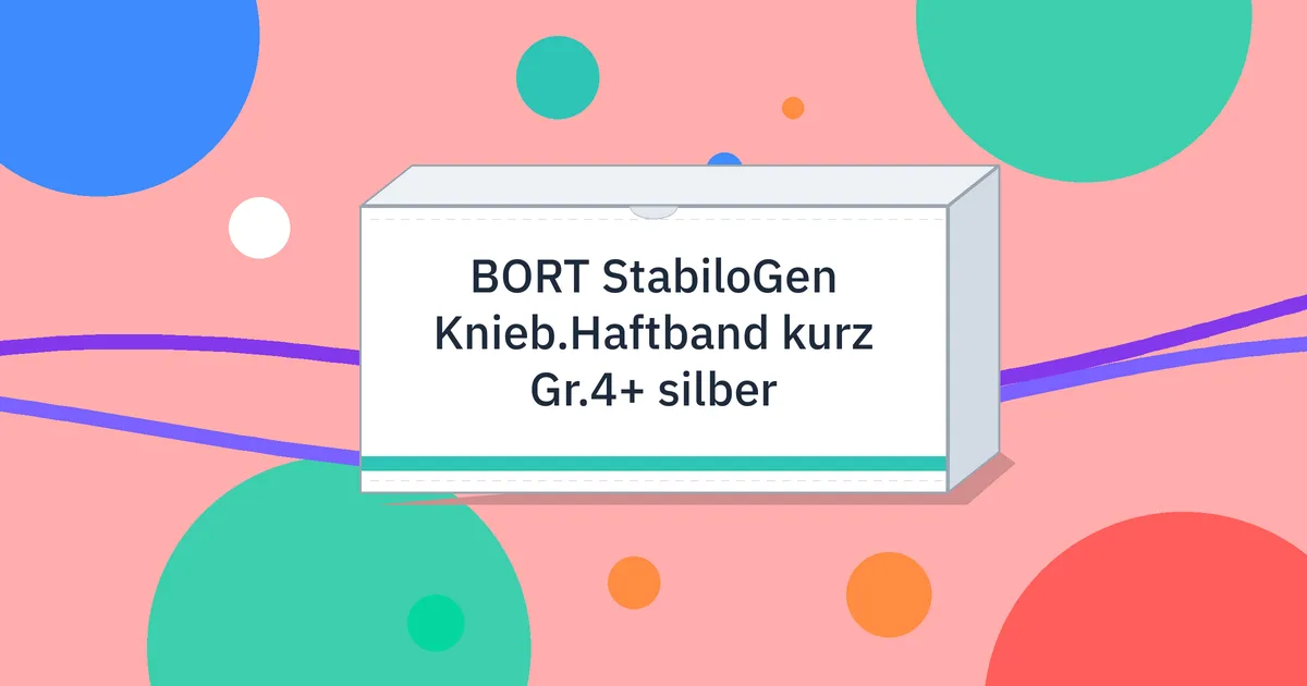Symbolbild: Packung mit der Aufschrift BORT StabiloGen Knieb.Haftband kurz Gr.4+ silber (PZN 16847336) – Verfügbarkeit und Bezug in Apotheken in Frankfurt am Main