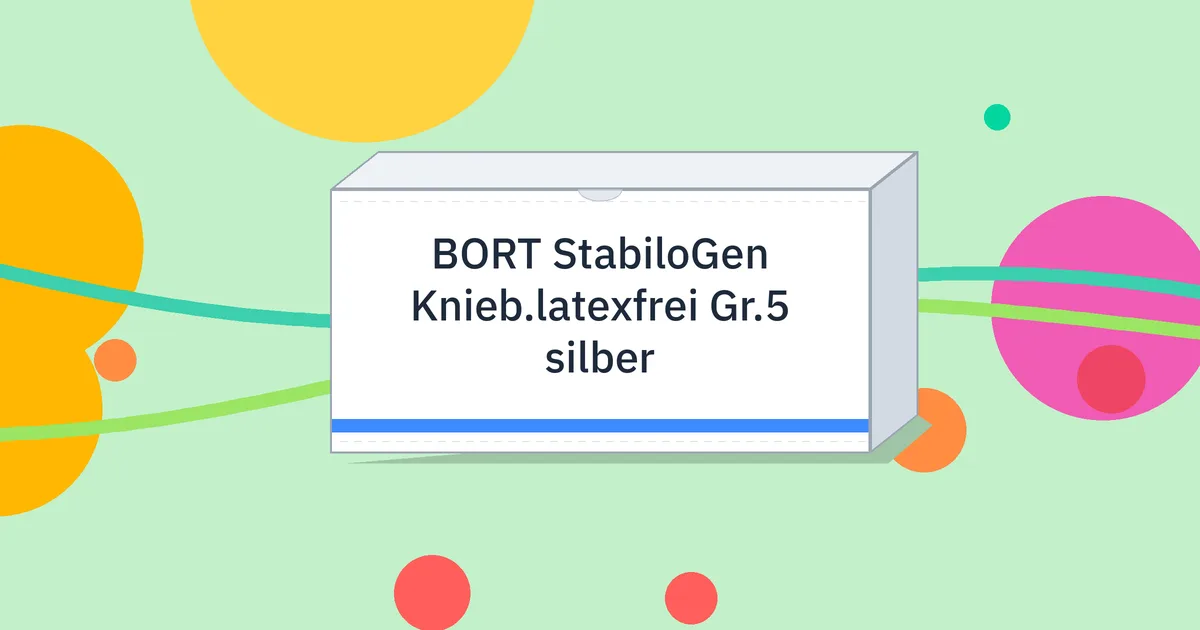 Symbolbild: Packung mit der Aufschrift BORT StabiloGen Knieb.latexfrei Gr.5 silber (PZN 16846348) – Verfügbarkeit und Bezug in Apotheken in Frankfurt am Main