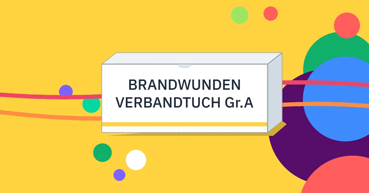 Symbolbild: Packung mit der Aufschrift BRANDWUNDEN VERBANDTUCH Gr.A (PZN 04817442) – Verfügbarkeit und Bezug in Apotheken in Frankfurt am Main