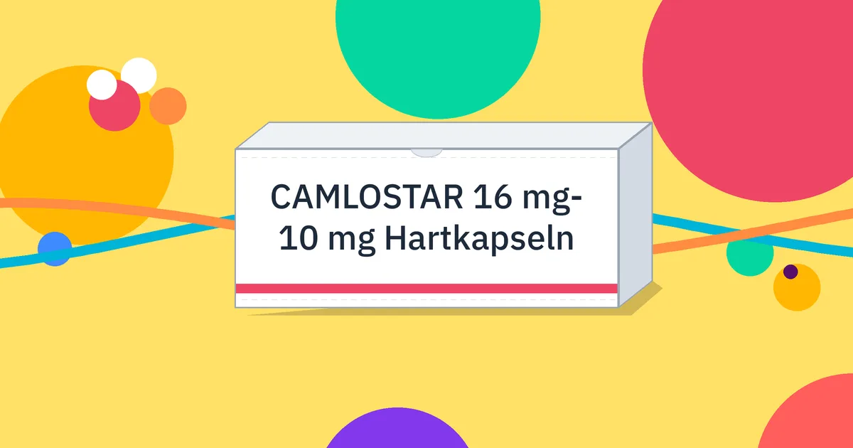 Symbolbild: Packung mit der Aufschrift CAMLOSTAR 16 mg-10 mg Hartkapseln (PZN 12540718) – Verfügbarkeit und Bezug in Apotheken in Frankfurt am Main